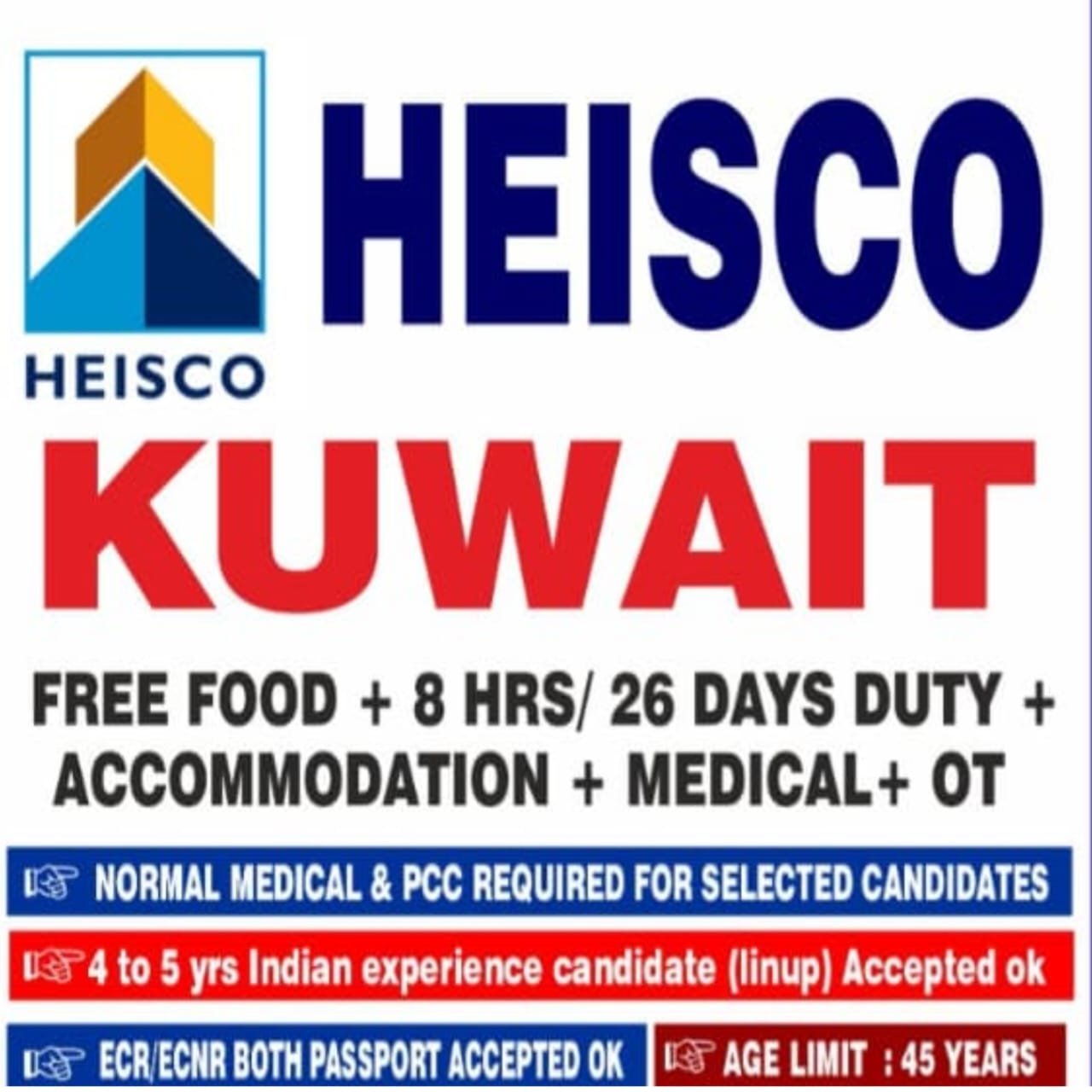 Kuwait Shutdown Project HEISCO Jobs 2025 - Indian Job Seeker